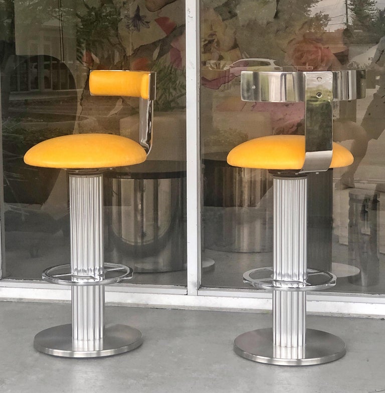 Design for Leisure Pair of Yellow Swivel Bar Stools, 1980s at 1stDibs ...