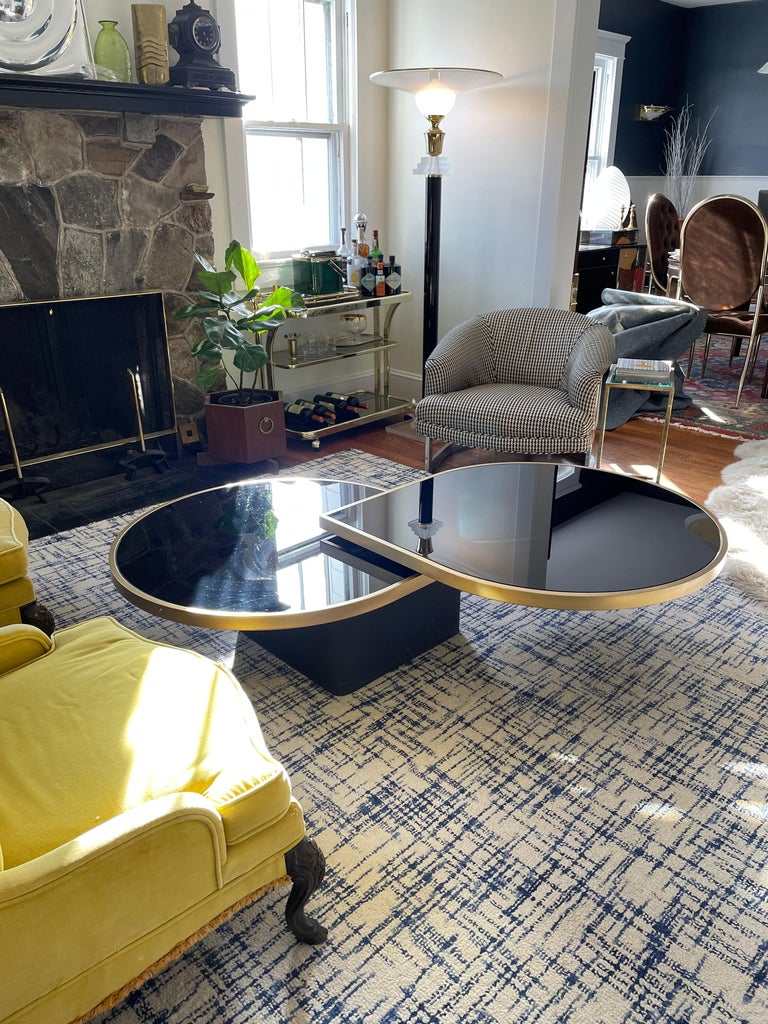 Design Institute America, Dia Swivel Glass and Brass Coffee Table For ...