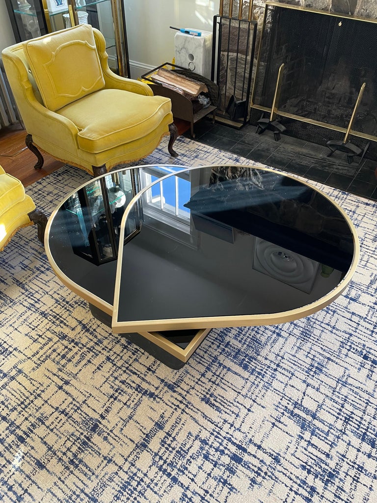 Design Institute America, Dia Swivel Glass and Brass Coffee Table For ...