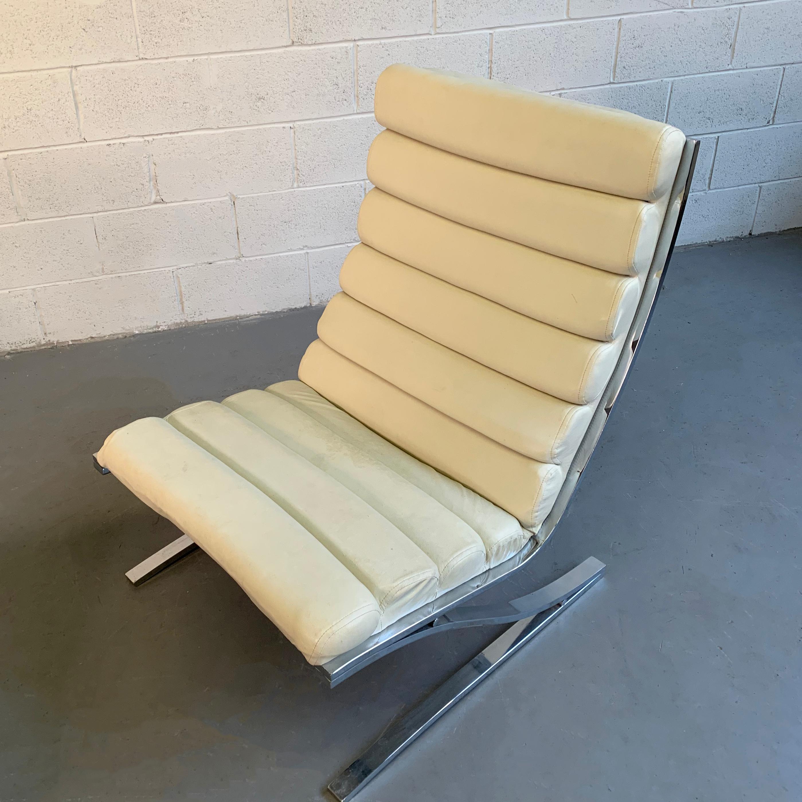 Design Institute America High Back Chrome Cantilever Lounge Chairs at ...