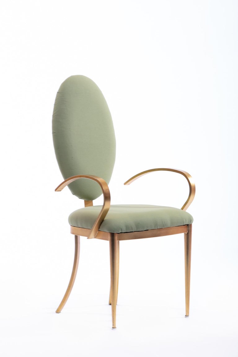 Design Institute of America Brushed Brass Tall Oval Back Side Chairs at ...