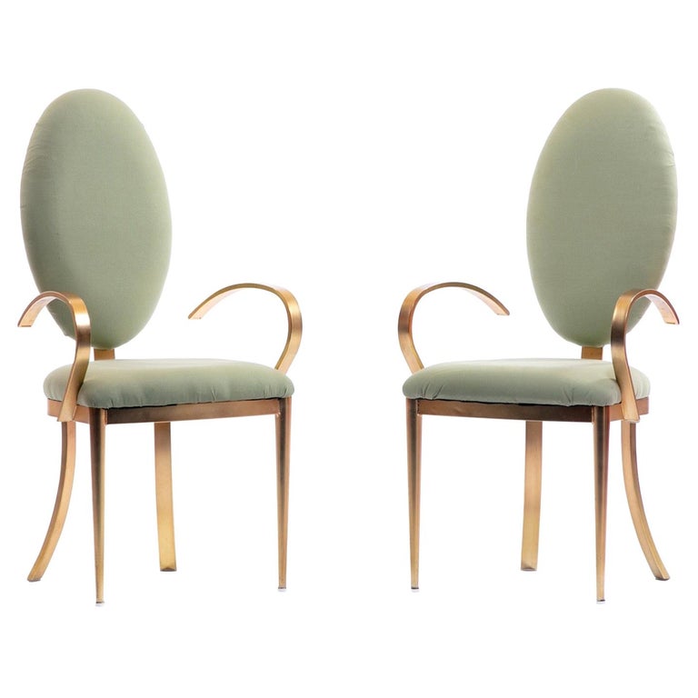 Design Institute of America Brushed Brass Tall Oval Back Side Chairs ...