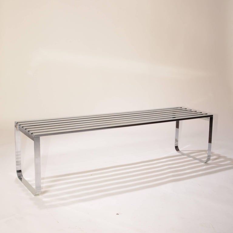 Design Institute of America Chrome Slat Bench For Sale at 1stDibs