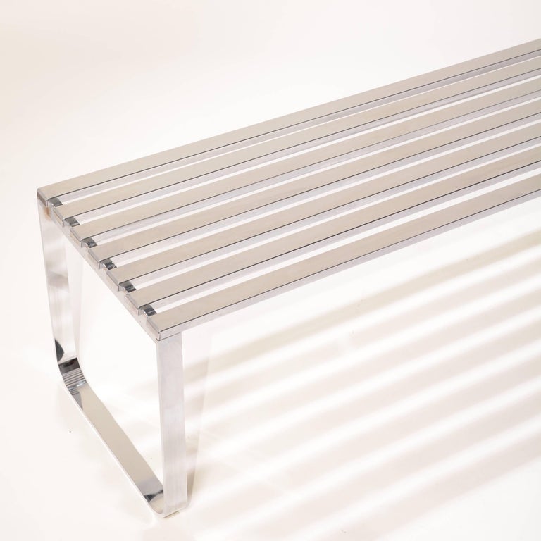 Design Institute of America Chrome Slat Bench For Sale at 1stDibs