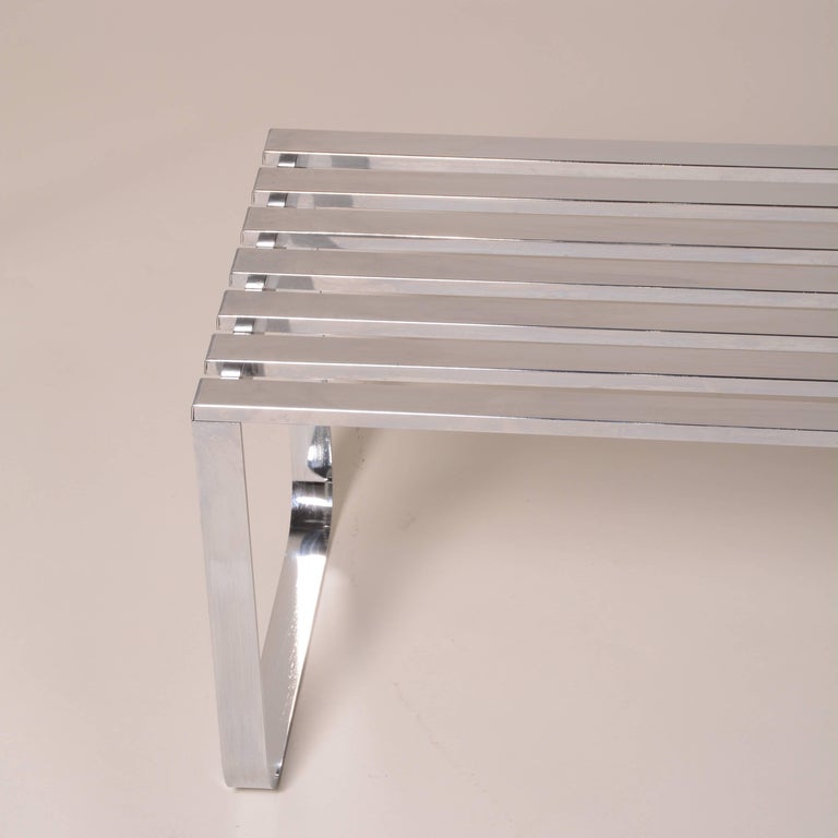 Design Institute of America Chrome Slat Bench For Sale at 1stDibs
