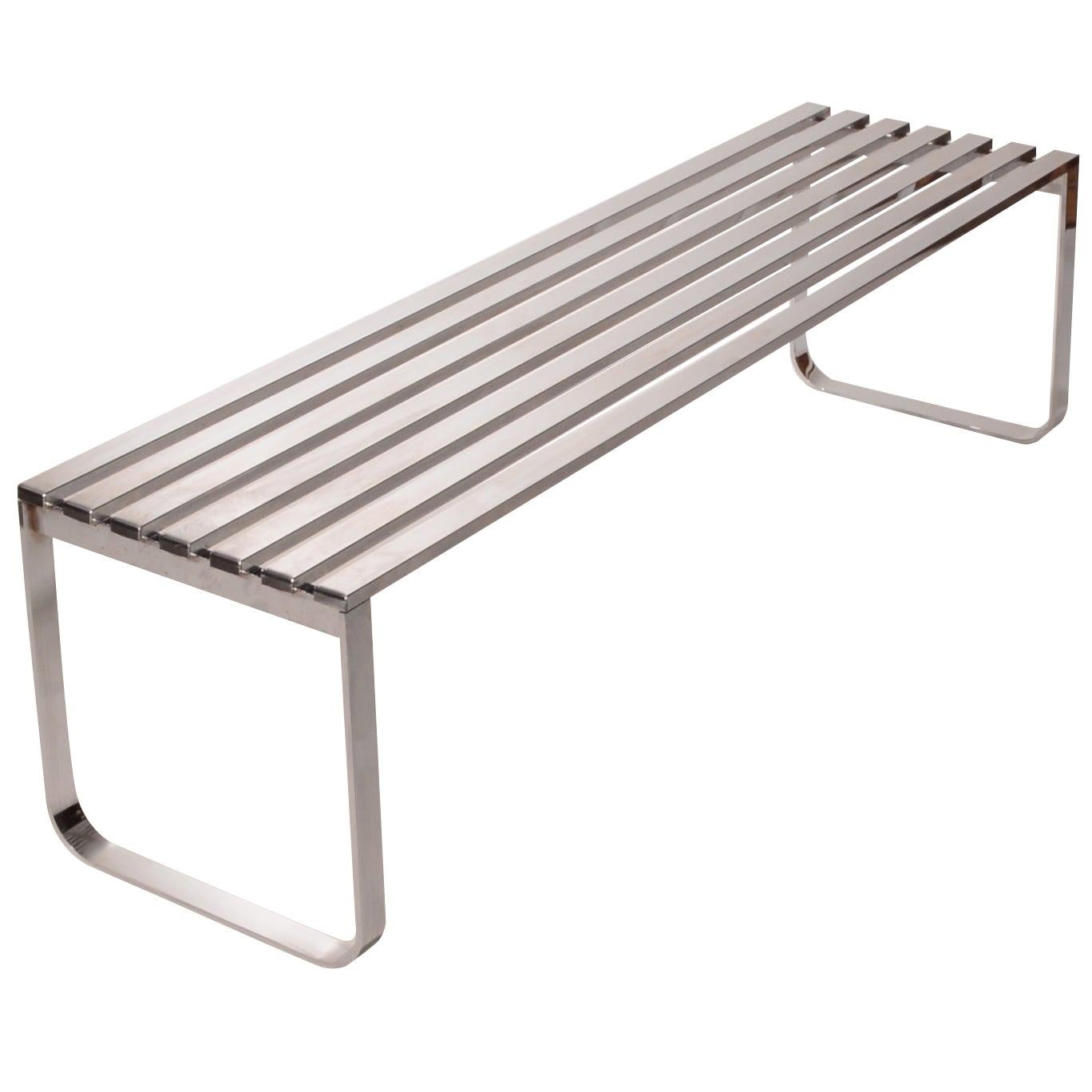 Design Institute of America Chrome Slat Bench For Sale at 1stDibs
