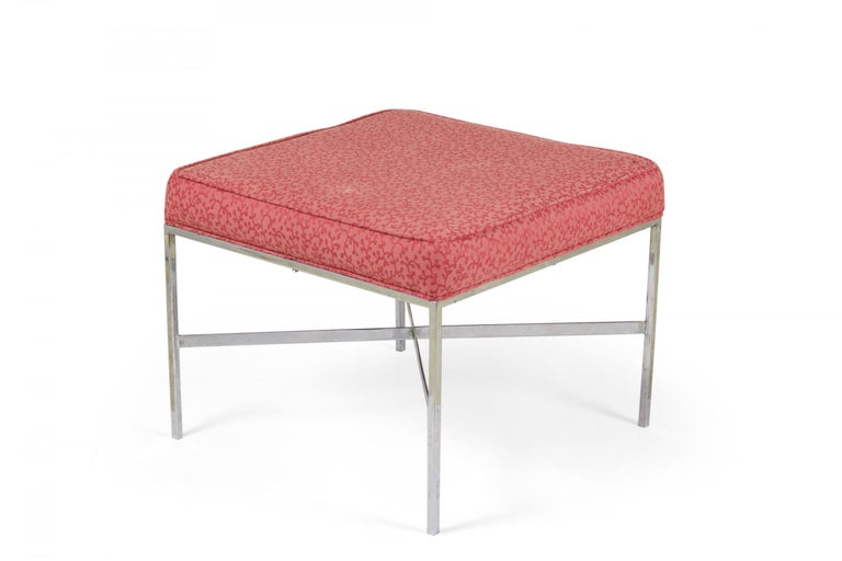 Design Institute of Chrome and Raspberry Upholstery Square Bench For ...