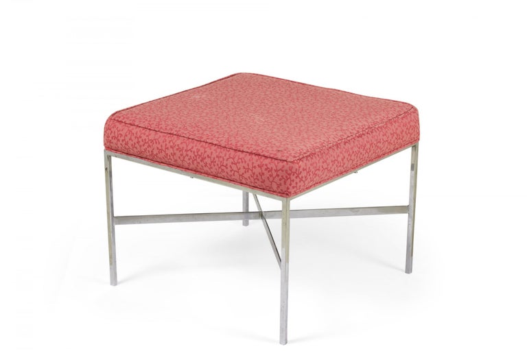Design Institute of Chrome and Raspberry Upholstery Square Bench For ...