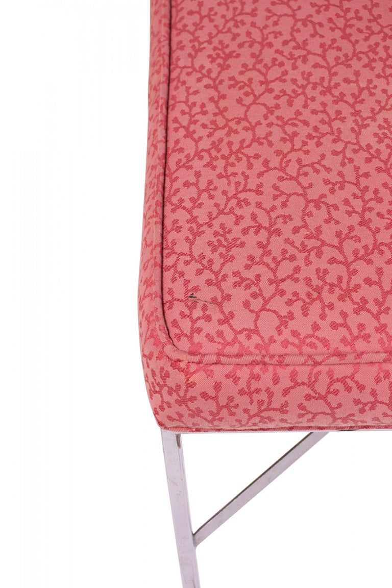 Design Institute of Chrome and Raspberry Upholstery Square Bench For ...