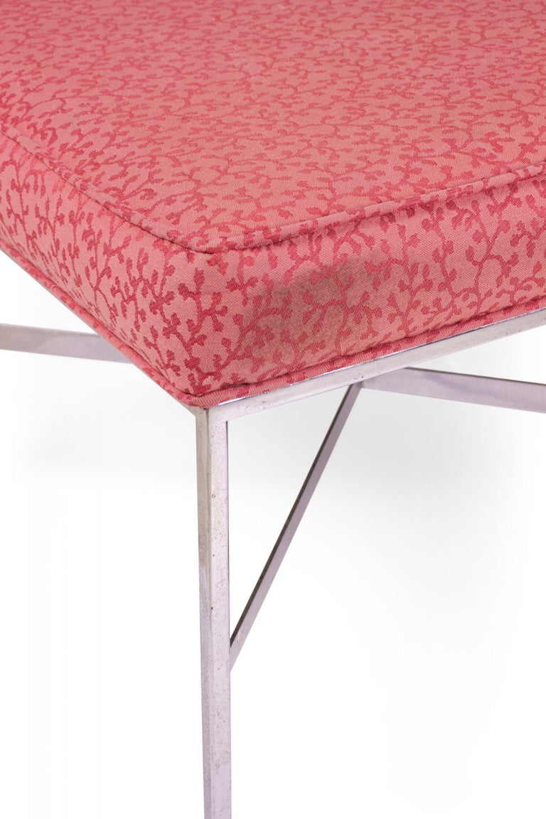 Design Institute of Chrome and Raspberry Upholstery Square Bench For ...
