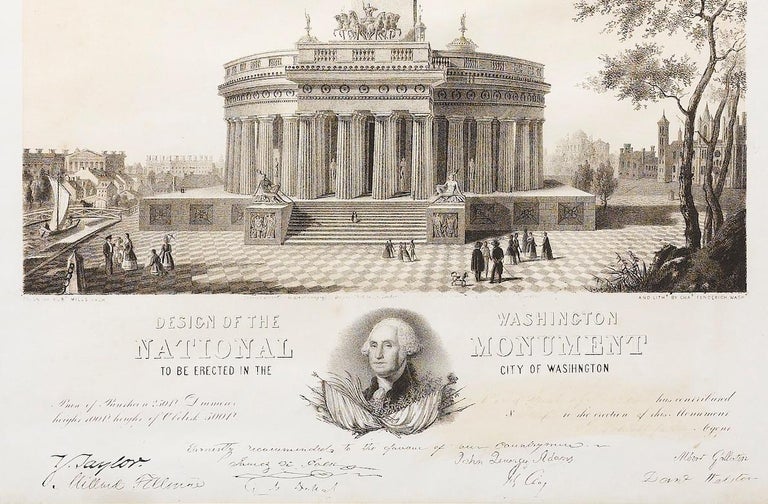 Design of the Washington National Monument, Antique First Edition Print ...