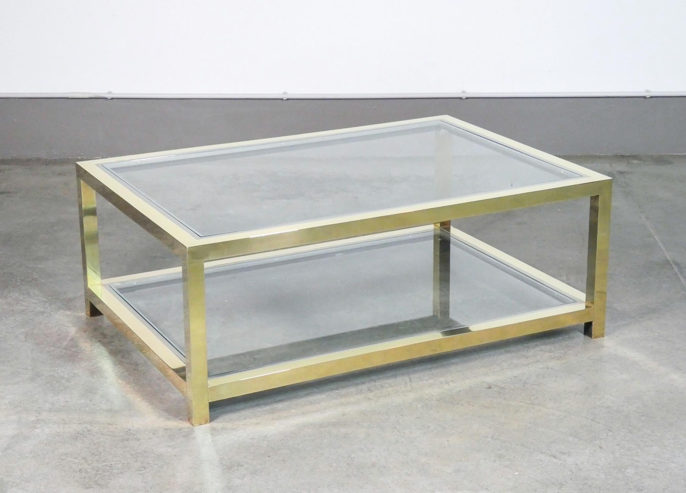 Design Smoking Table with Two Glass Shelves, in Gilded Metal, Italy ...