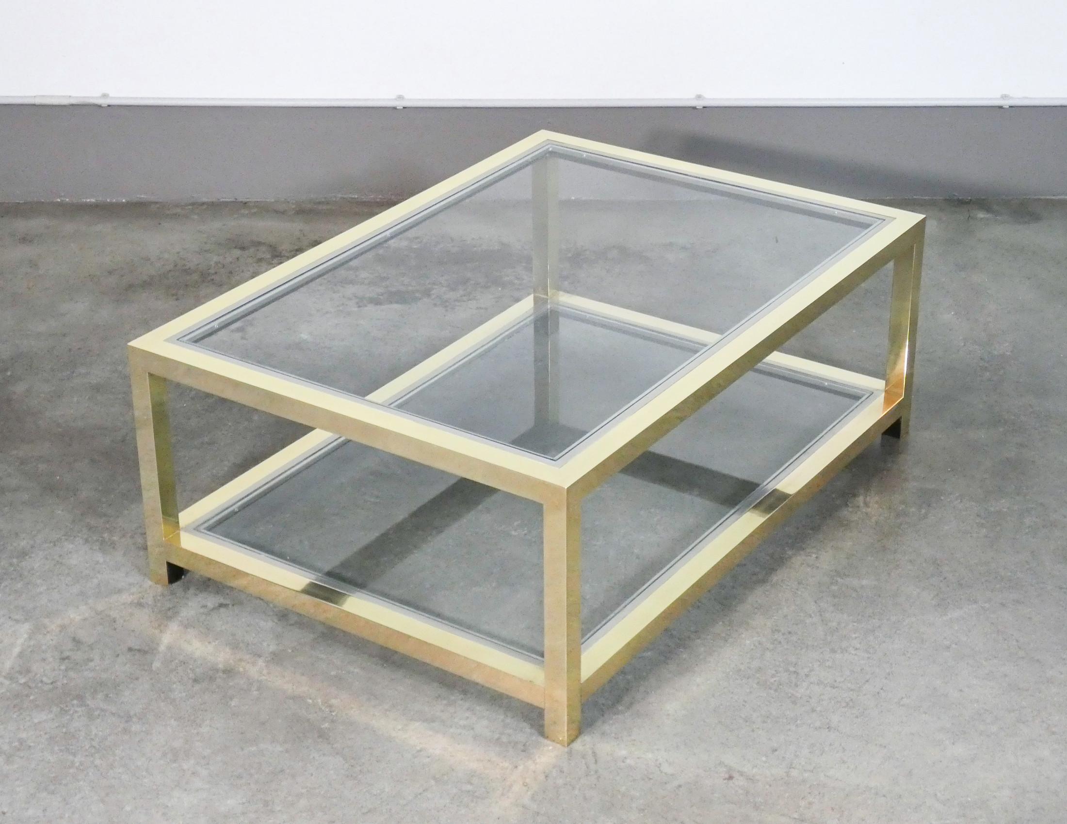 Design Smoking Table with Two Glass Shelves, in Gilded Metal, Italy ...