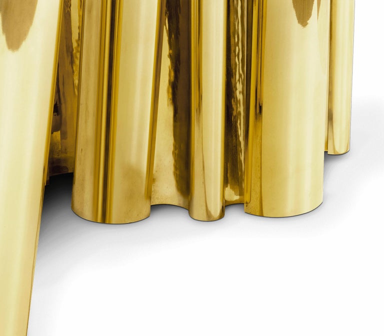 Design Table in Wood and Polished Brass "Arbre" For Sale at 1stDibs