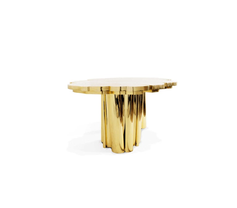Design Table in Wood and Polished Brass "Arbre" For Sale at 1stDibs