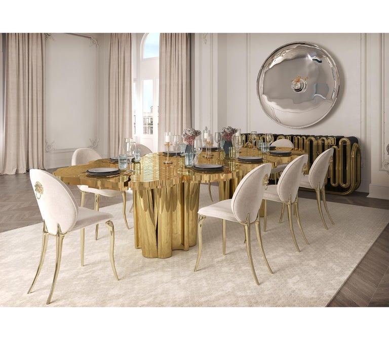 Design Table in Wood and Polished Brass "Arbre" For Sale at 1stDibs
