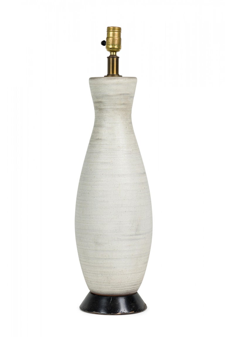 Design Technics American Ceramic White Chalk Glazed Table Lamp on Wood ...