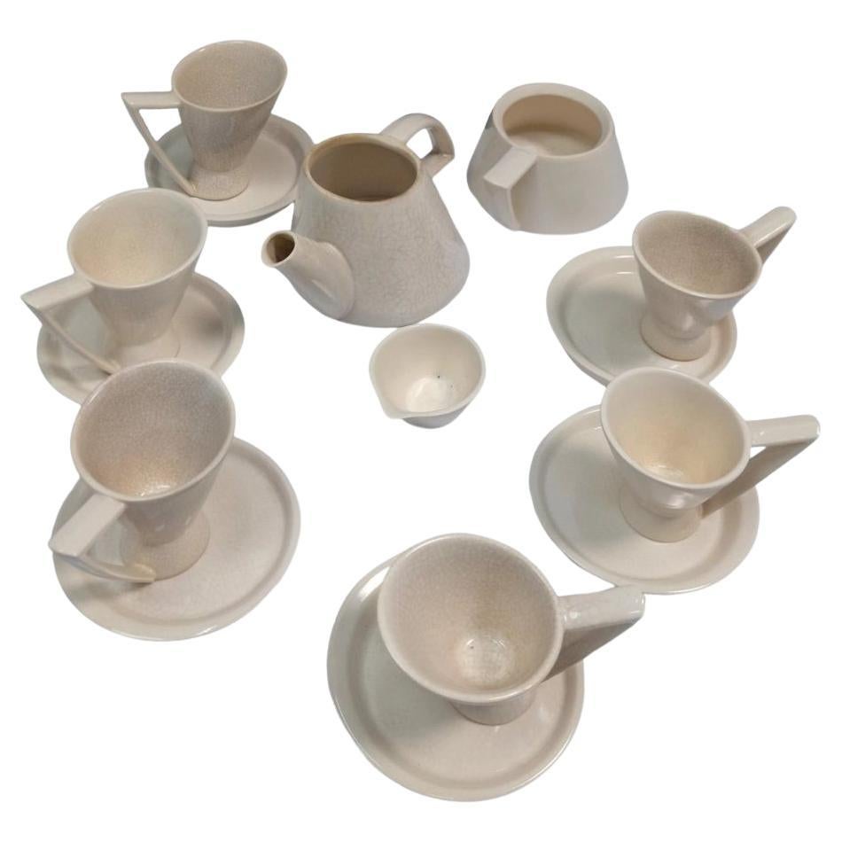 Design white ceramic coffee / cappuccino set, 1980's For Sale at 1stDibs