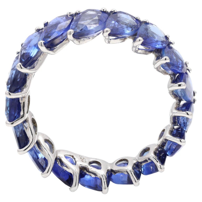 18 Karat Weißgold 8,24 Karat Stapelbarer blauer Saphir Eternity-Ring, personalisierbar, im ...