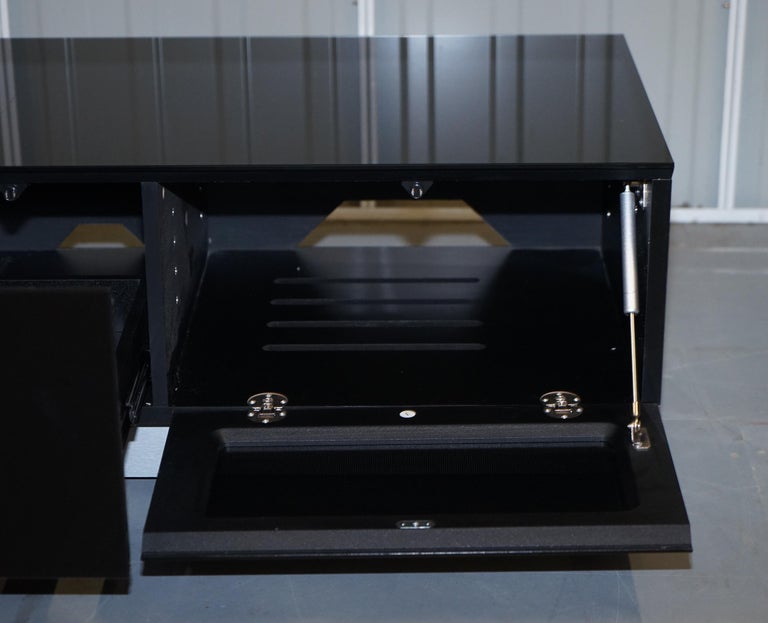 Designer Black Glass Bs EN 12150-1 Alphason Television Media TV Stand ...