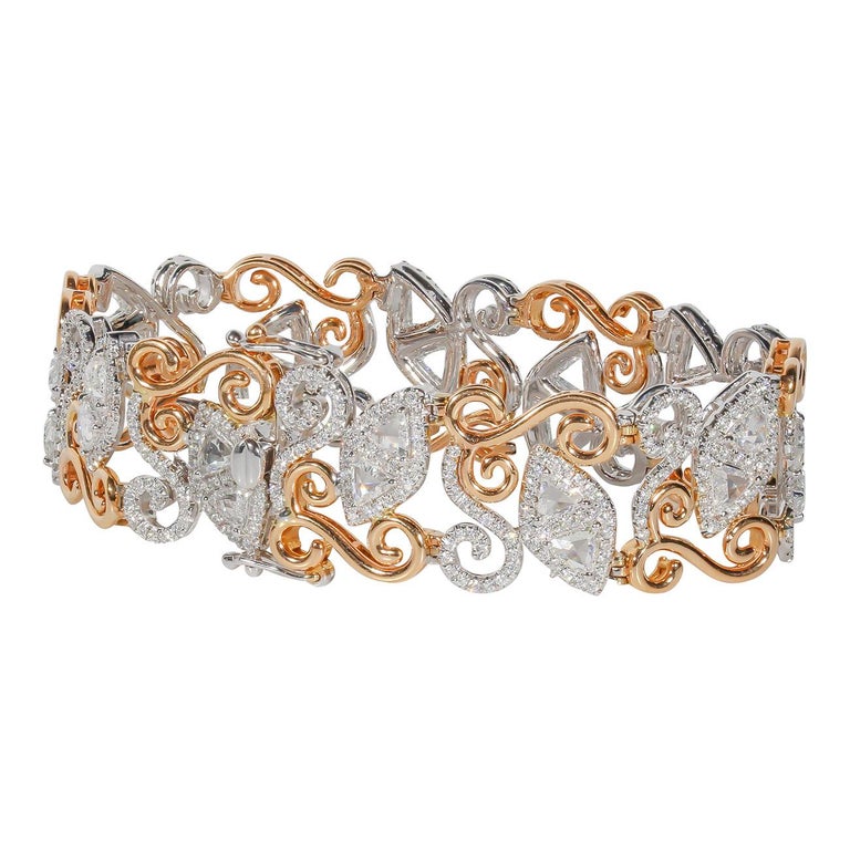 Designer Bracelet with Round and Trilliant Cut Diamonds, D7.94ct.T.W ...