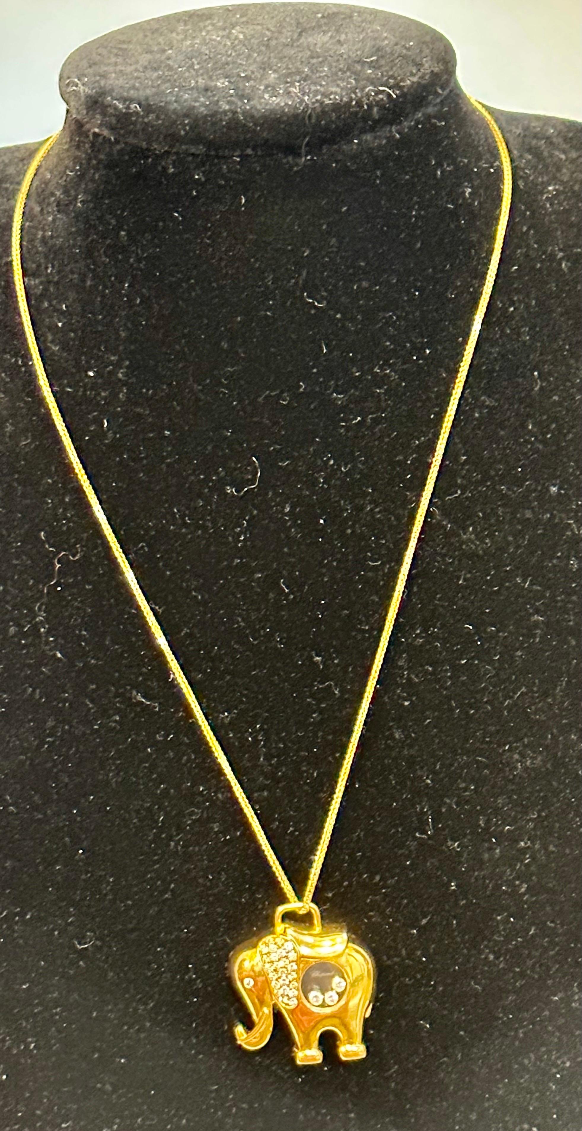 Designer Chopard 18K Yellow Gold Happy Diamond and Diamond Eye Elephant ...