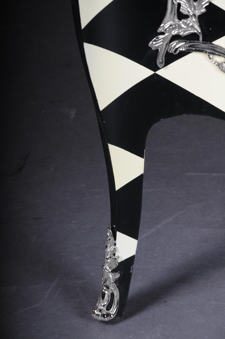 Designer Commode in Louis XV, Chessboard Pattern, Black and White For ...