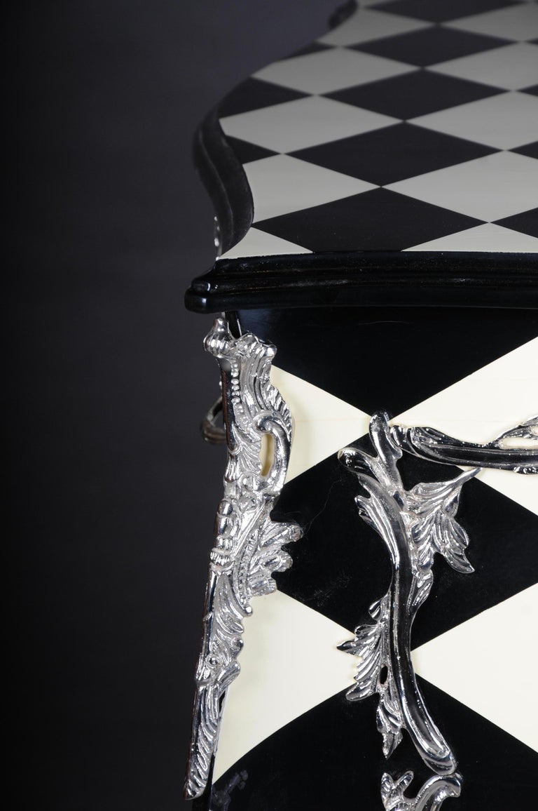Designer Commode in Louis XV, Chessboard Pattern, Black and White For ...