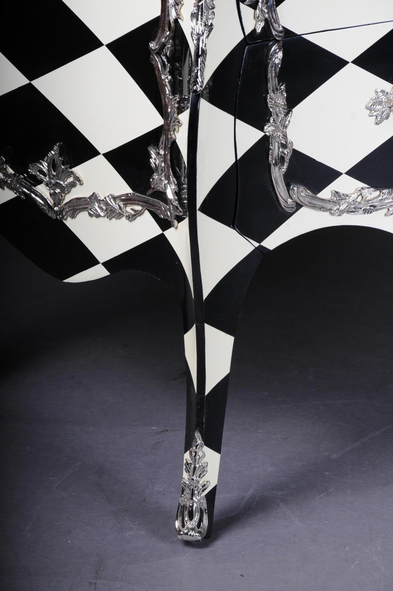 Designer Commode in Louis XV, Chessboard Pattern, Black and White For ...