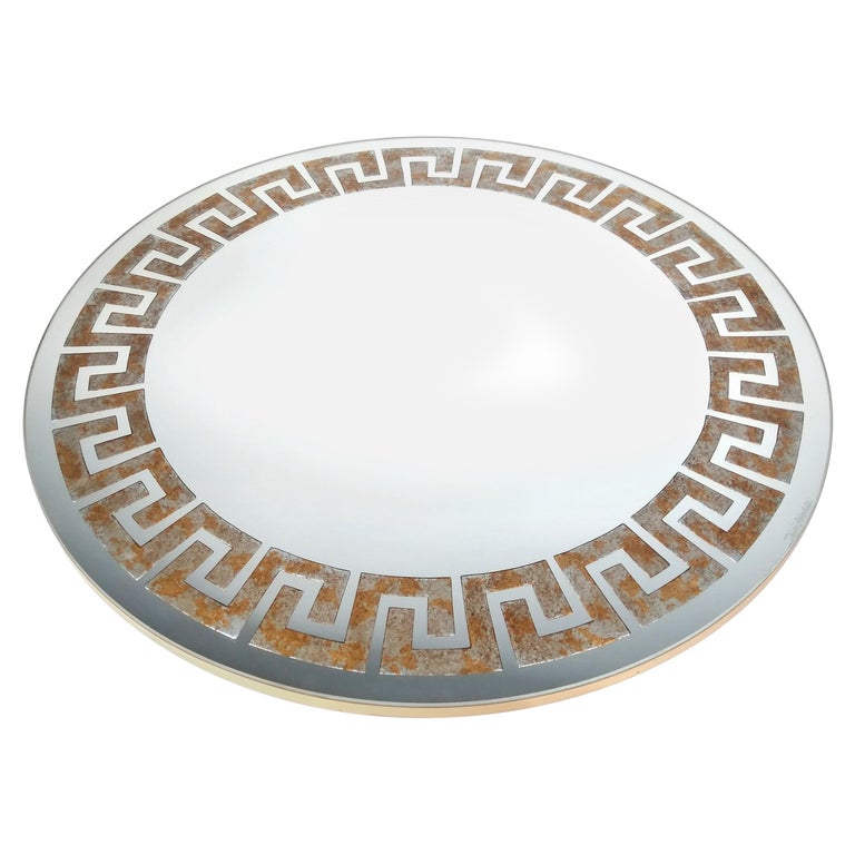Designer David Marshall Mirror with Gilded Gold and Silver Greek Fret ...