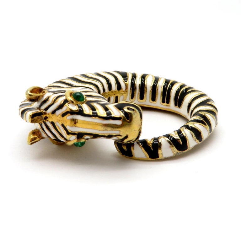 Designer David Webb Zebra Enamel and 18 Karat Gold Pendant at 1stDibs
