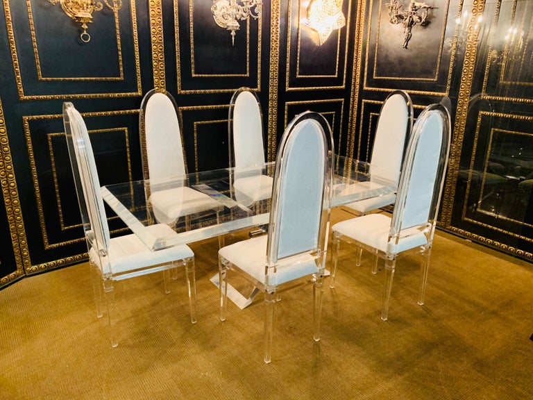 Designer Dining Table Acrylic Plexiglass Solid Dining Room Table With Chairs For Sale At 1stdibs