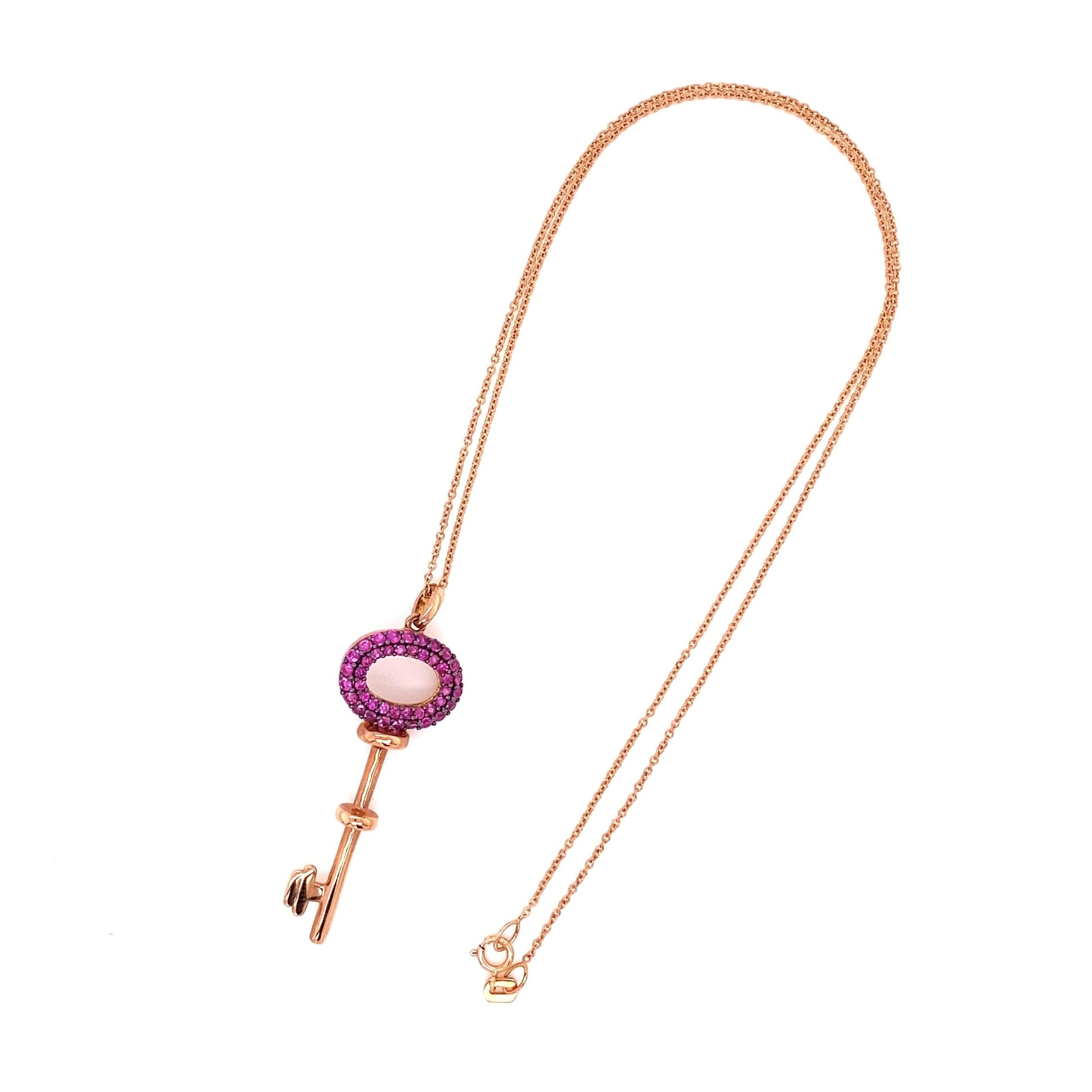 Designer EFFY Ruby Open Key Gold Pendant Necklace Estate Fine Jewelry ...