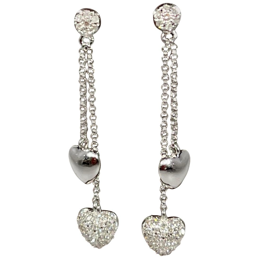 Tiffany and Co. White Gold Signature Logo Diamond Bar Dangle Earrings ...