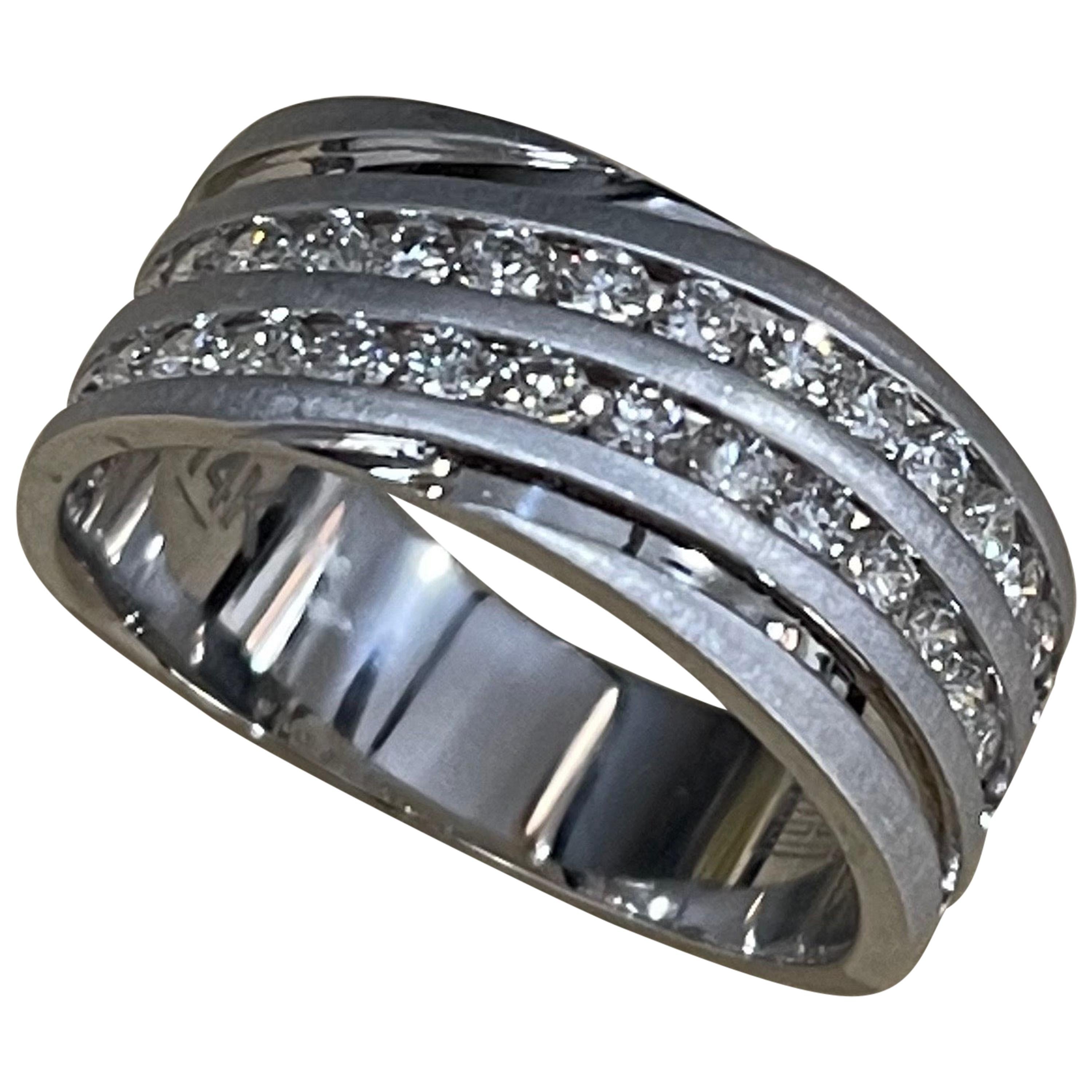 1.0 Carat Diamond Two Row Ring in 14 Karat White Gold at 1stDibs
