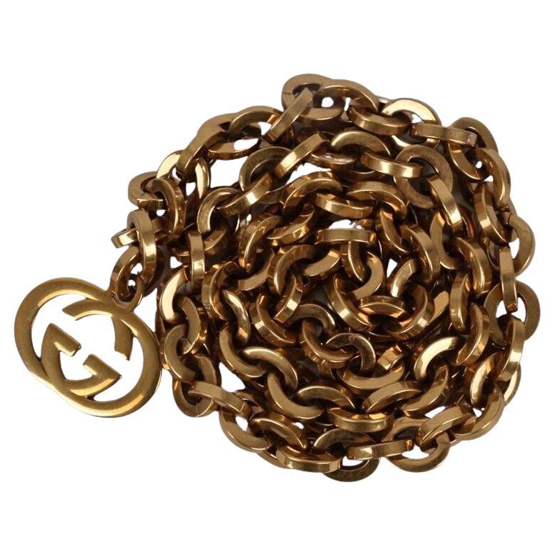 Designer GUCCI CHAIN BELT WITH INTERLOCKING GG CHARM For Sale at 1stDibs