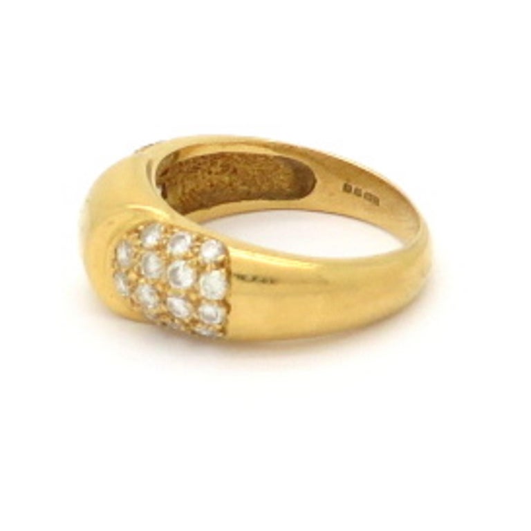 Designer Hermes Paris Pavé Diamond 18 Karat Yellow Gold Ring at 1stDibs