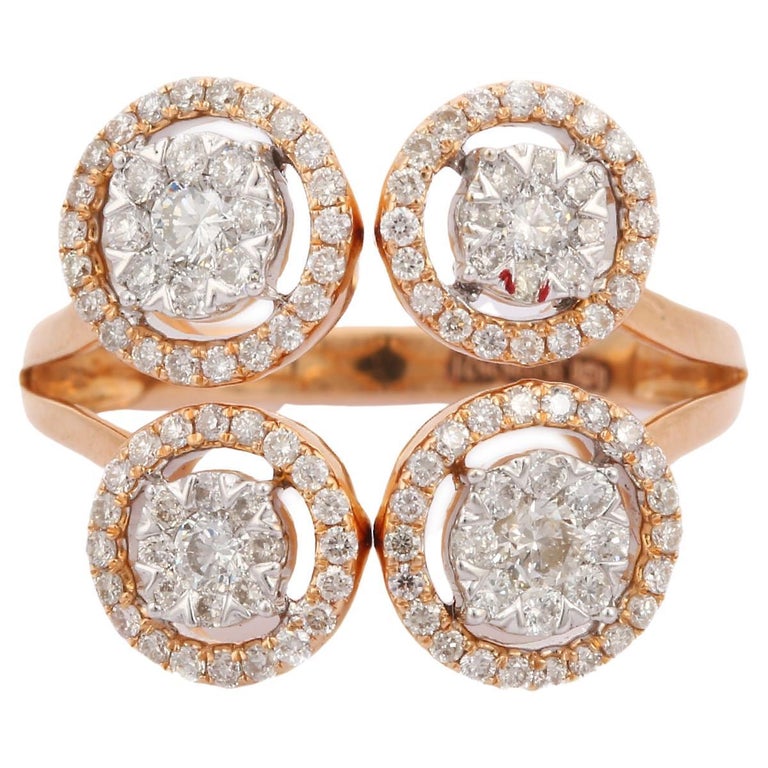 Customizable Statement Illusion Diamond Wedding Cluster Ring in 18K ...