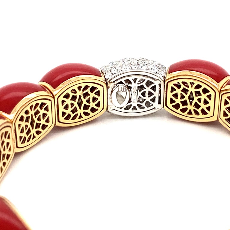 Designer Italian Enamel Diamond Gold Spring Cuff Bracelet at 1stDibs