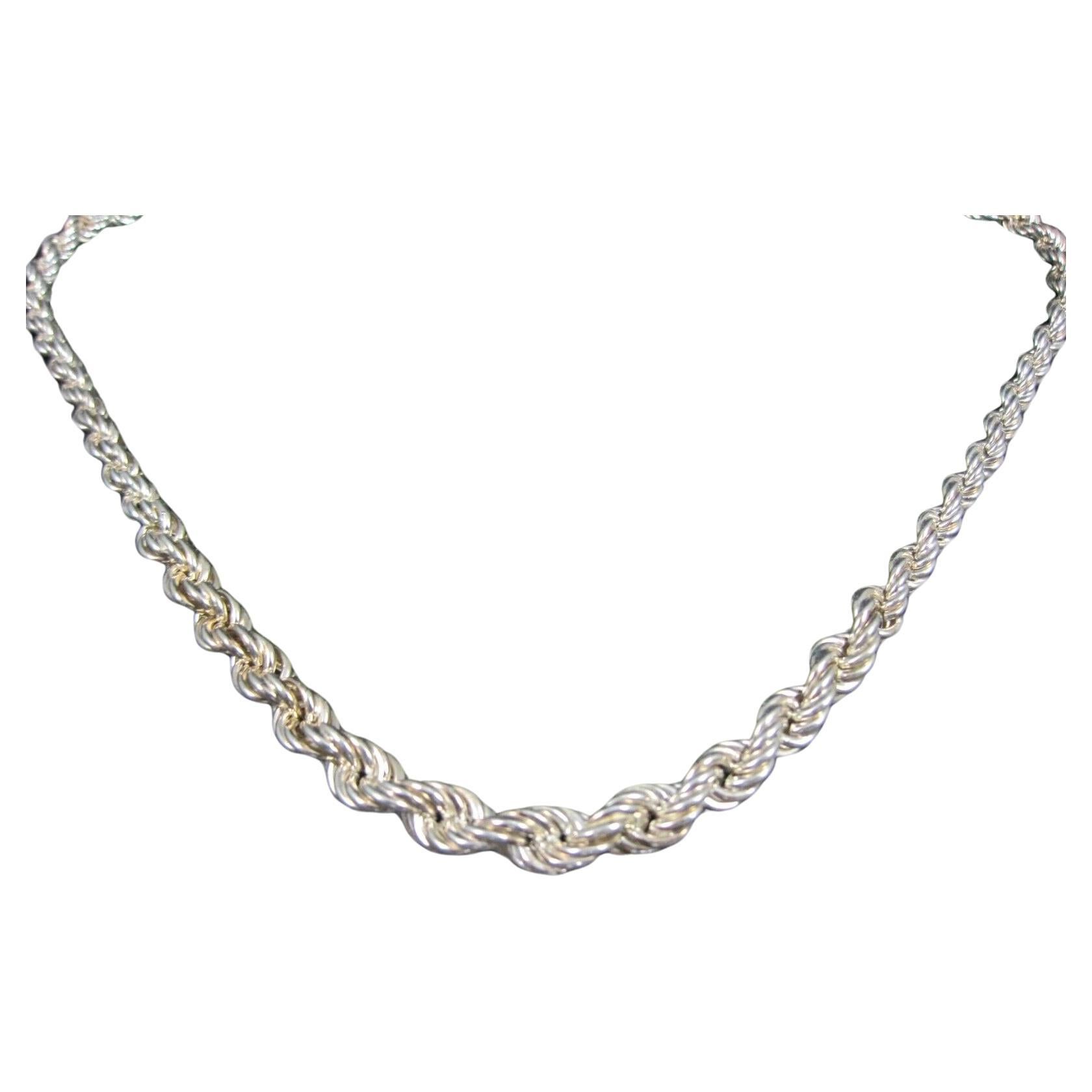 Vintage Italian Thick Rope Chain, Sterling Silver, Heavy For Sale at ...