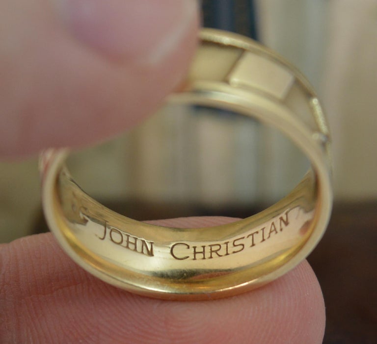 Designer John Christian 1965 14 Carat Gold Roman Numerals Stack Band ...