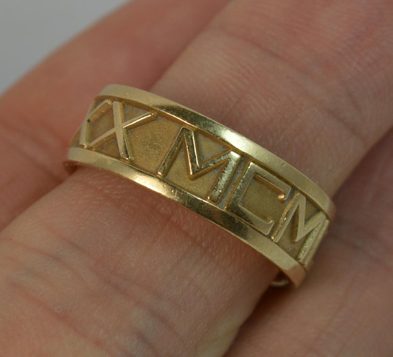 Designer John Christian 1965 14 Carat Gold Roman Numerals Stack Band ...