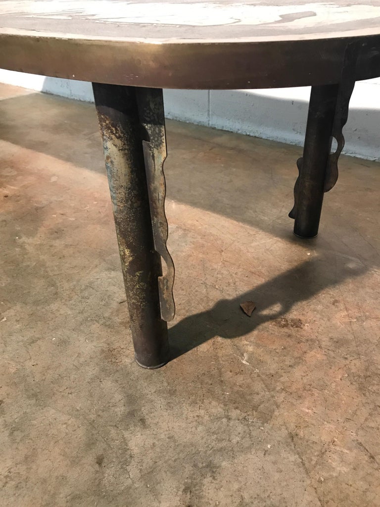 Designer Mid-Century Modern Coffee Table in Bronze by Philip and Kelvin ...