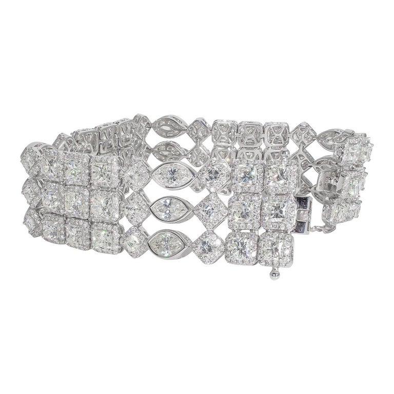 Designer Multi-Row Bracelet with Mixed Shape Diamonds. D30.56ct.t.w ...