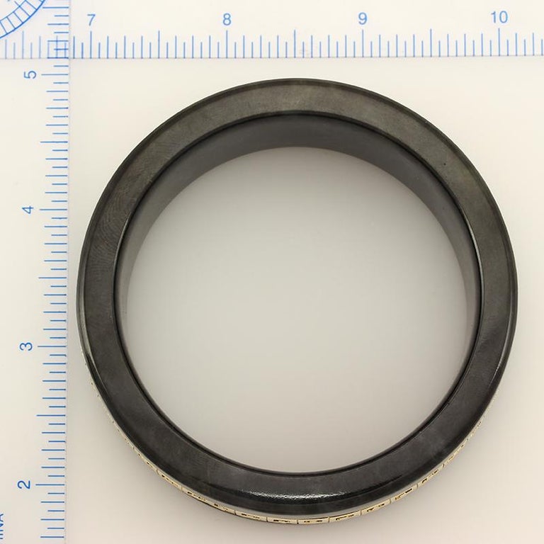 Designer Natural Certified Grey Jadeite Bangle with Gold Inlay by Mason ...