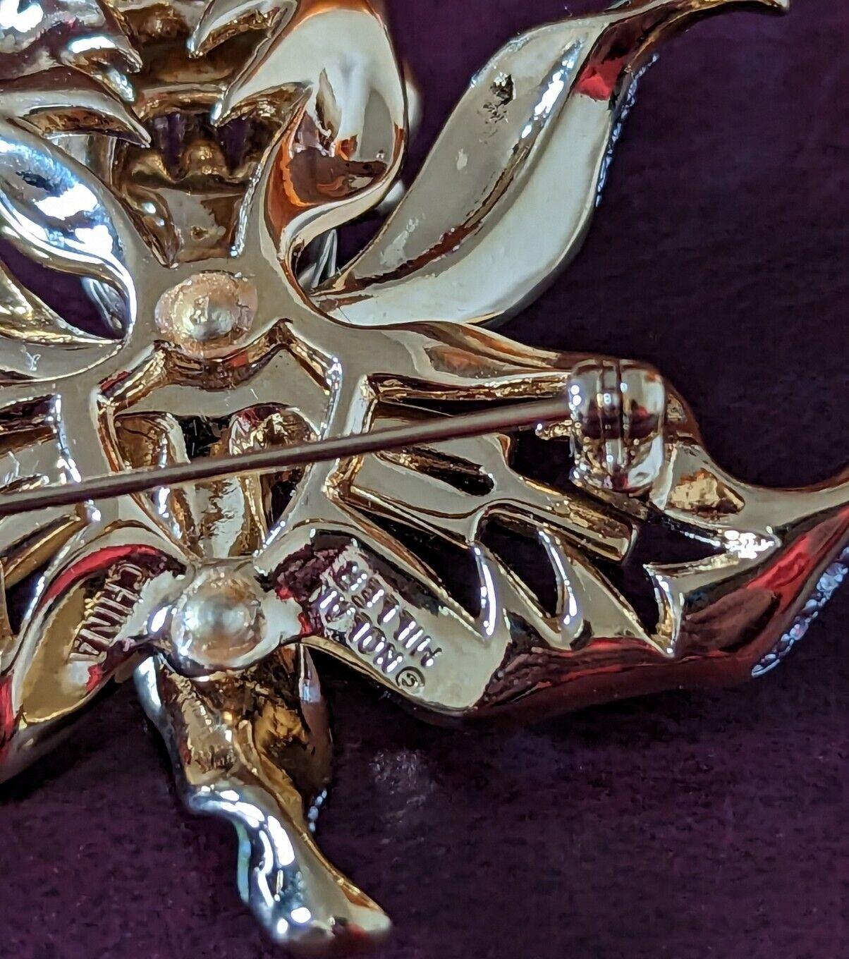 Designer Nolan Miller Signed Vintage Crystal Enamel Orchid Brooch Pin ...
