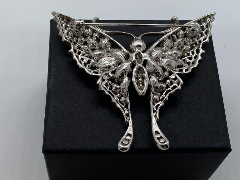 Designer Nolan Miller Signed Vintage Sparkling Crystal Butterfly Brooch ...