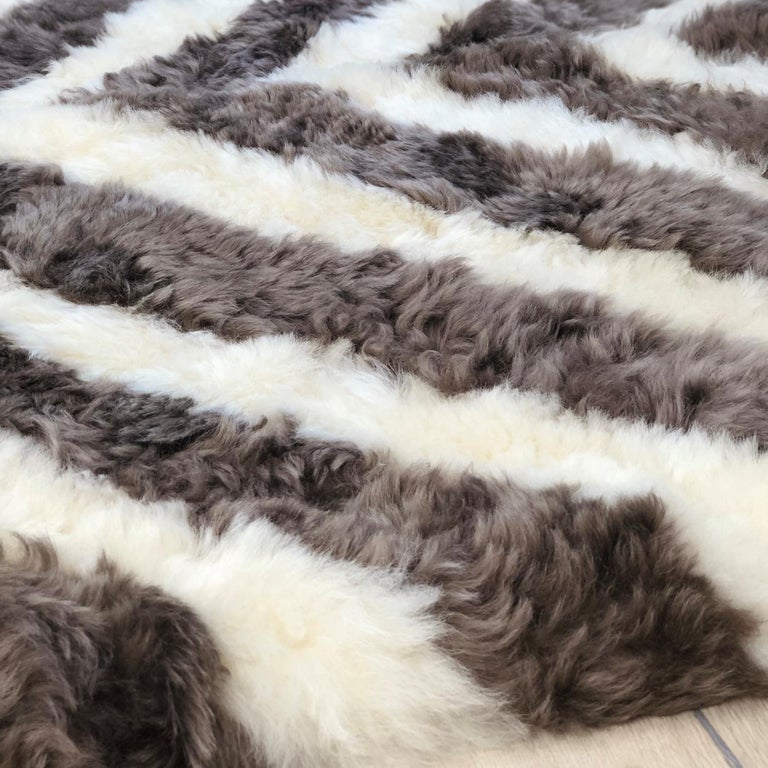 Designer Patchwork Sheepskin Area Rug Arrow Stripe Made in Australia ...