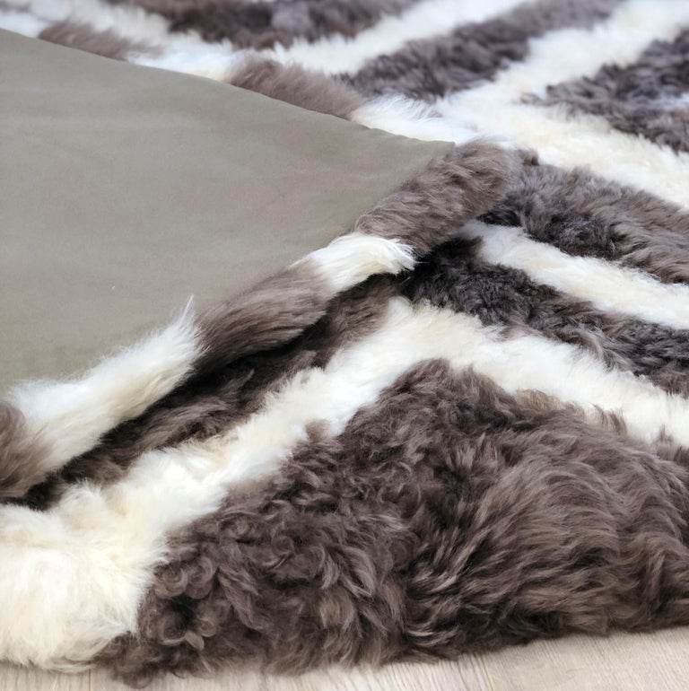 Designer Patchwork Sheepskin Area Rug Arrow Stripe Made in Australia ...