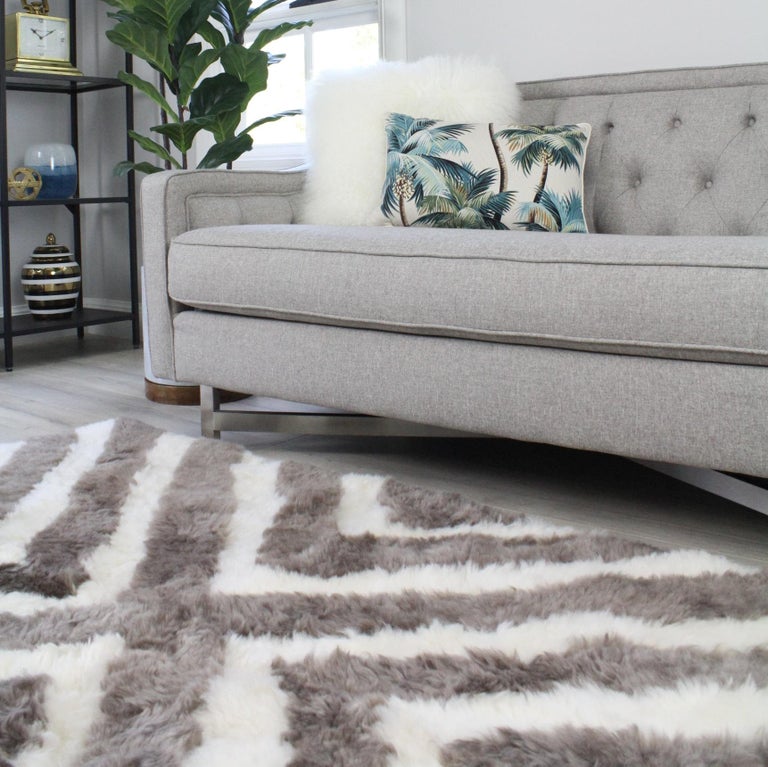 Designer Patchwork Sheepskin Area Rug Arrow Stripe Made in Australia ...